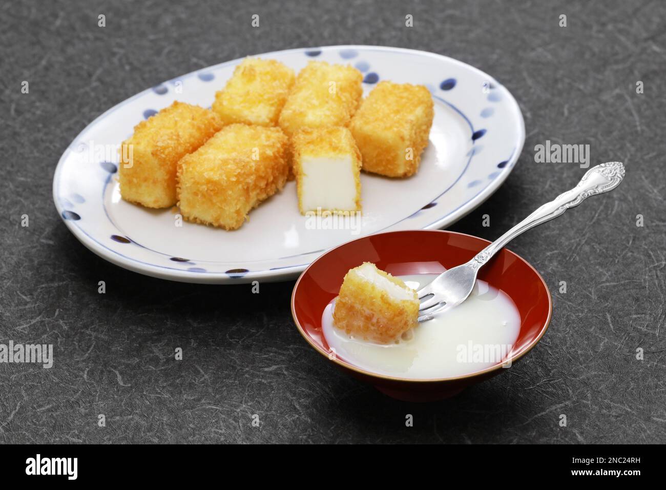 crispy fried milk with condensed milk, Chinese dessert Stock Photo - Alamy