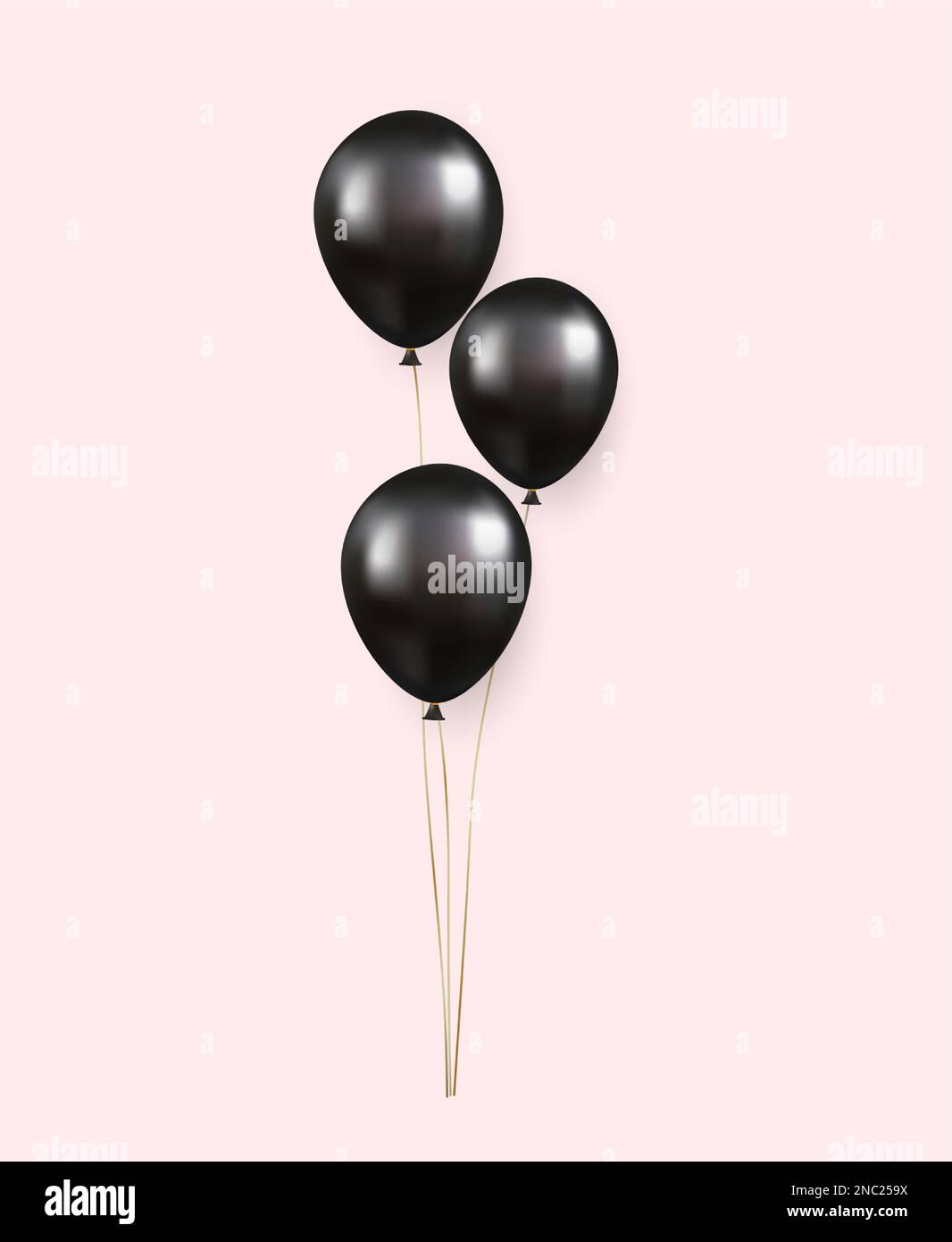 3d Realistic black Happy Birthday Balloons Flying for Party and ...
