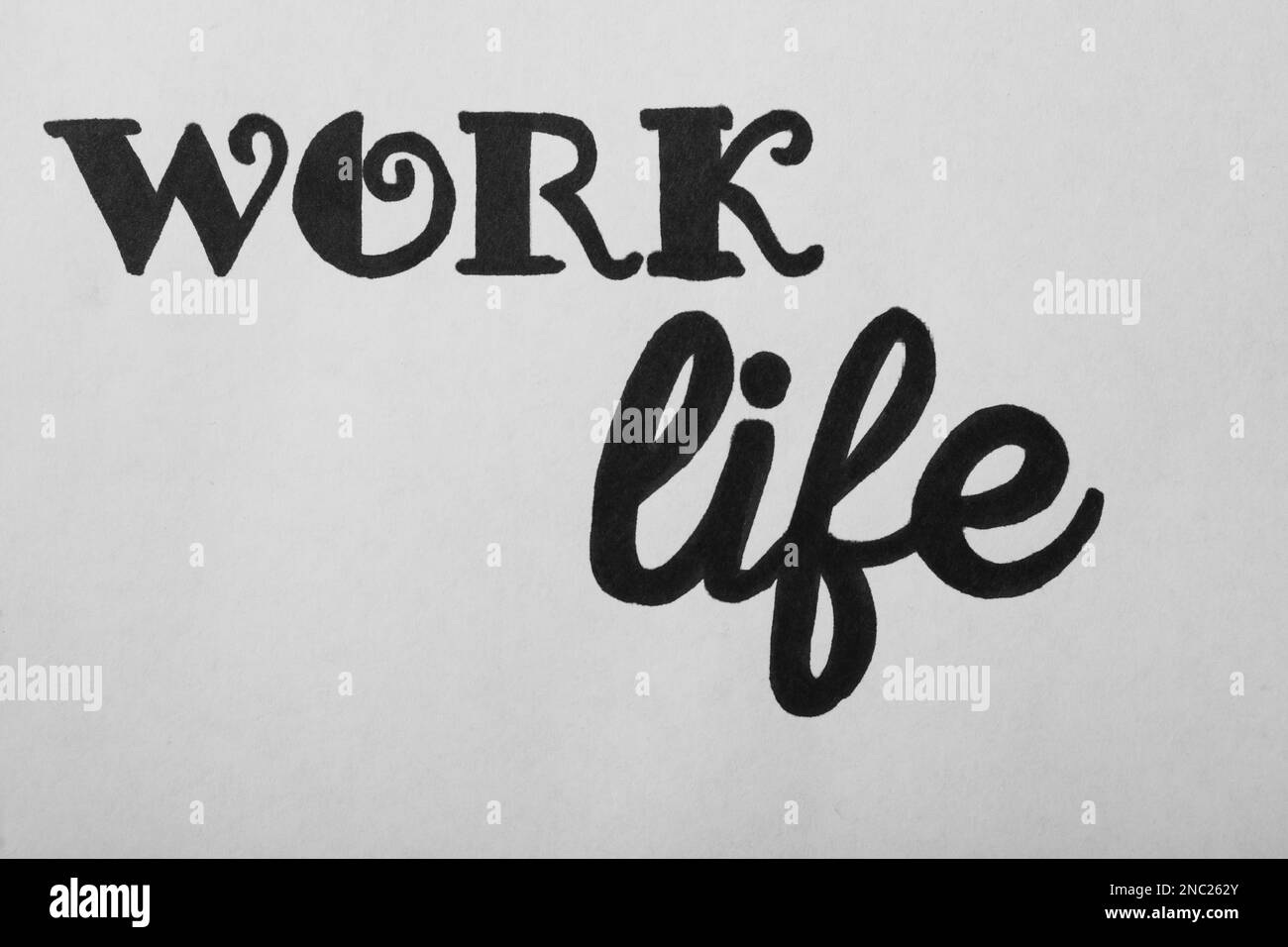 Work, Life written on white background, top view. Balance concept Stock ...