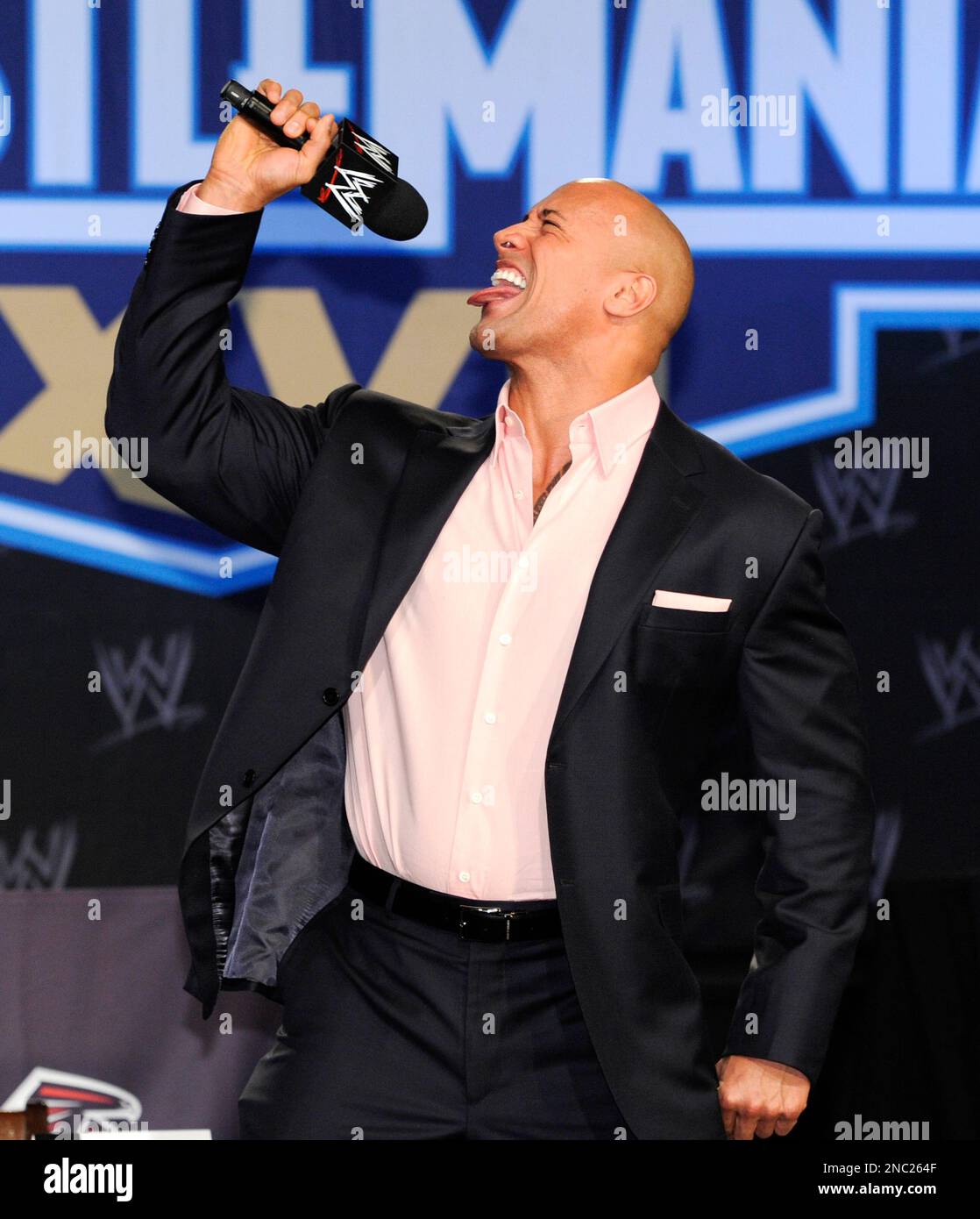 Actor and WWE Supestar Dwayne "The Rock" Johnson participates in a ...