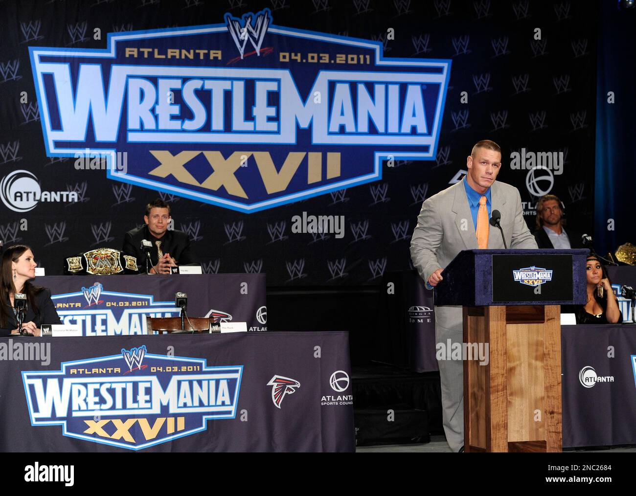 WWE Superstar John Cena participates in a Wrestlemania XXVII press ...