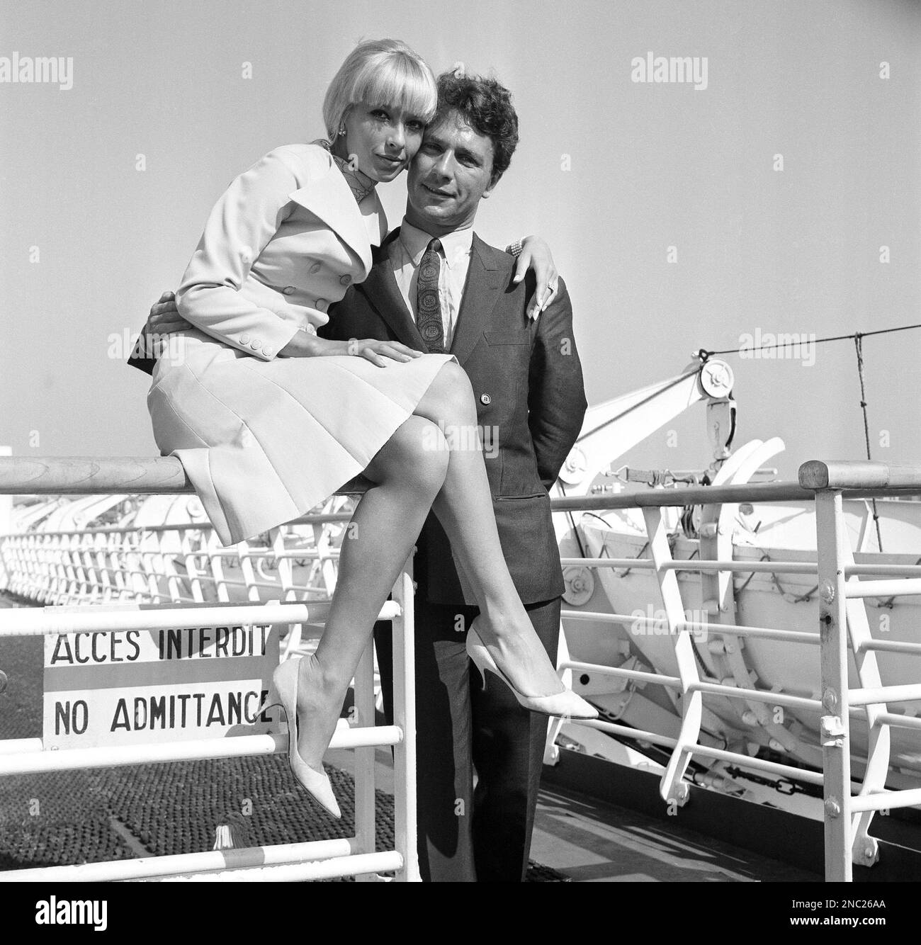 Maurice Jarre, famous French composer and his fiancée, French actress ...