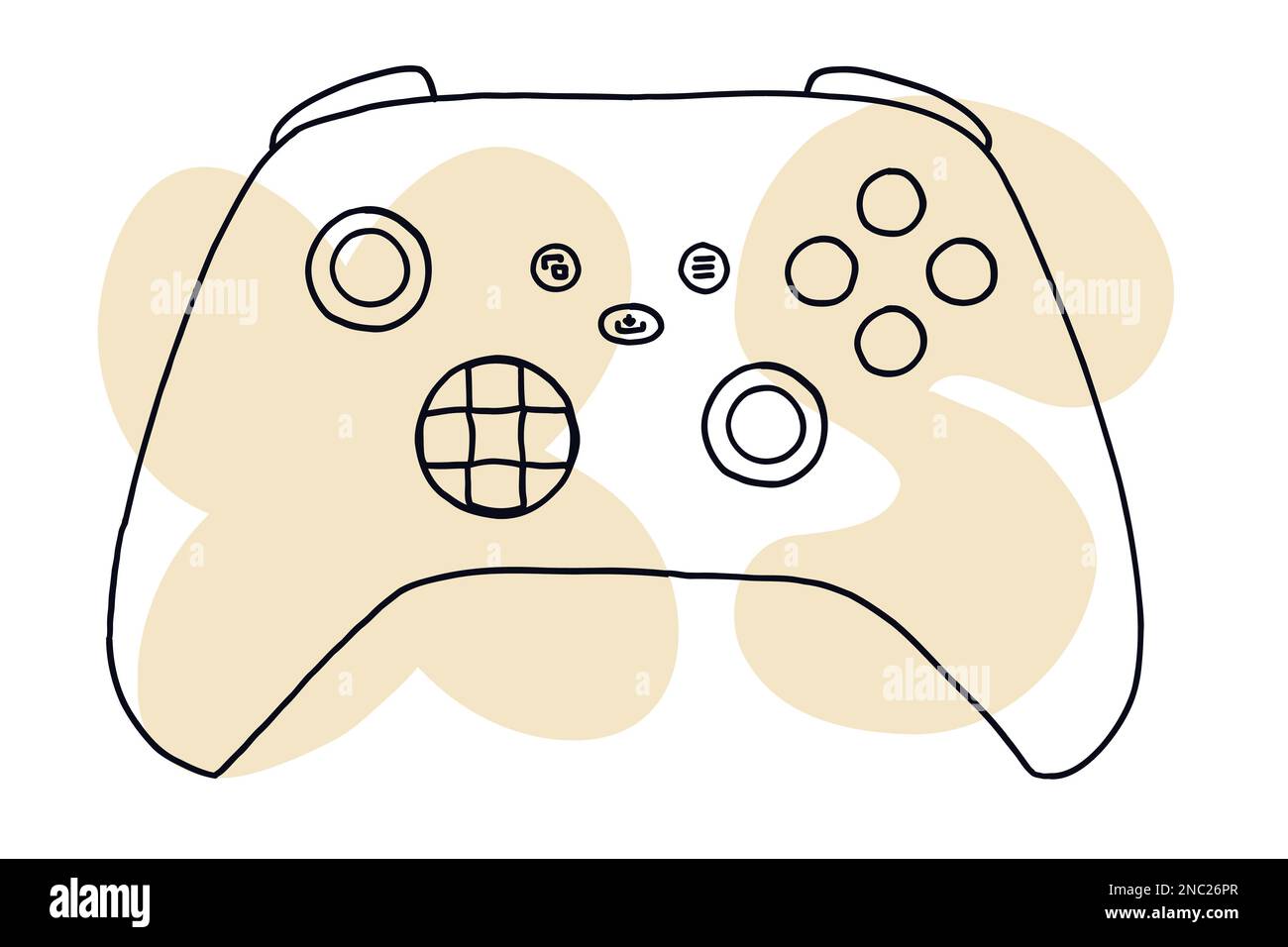 Game modern controller. Vector illustration in hand-drawn cartoon flat ...