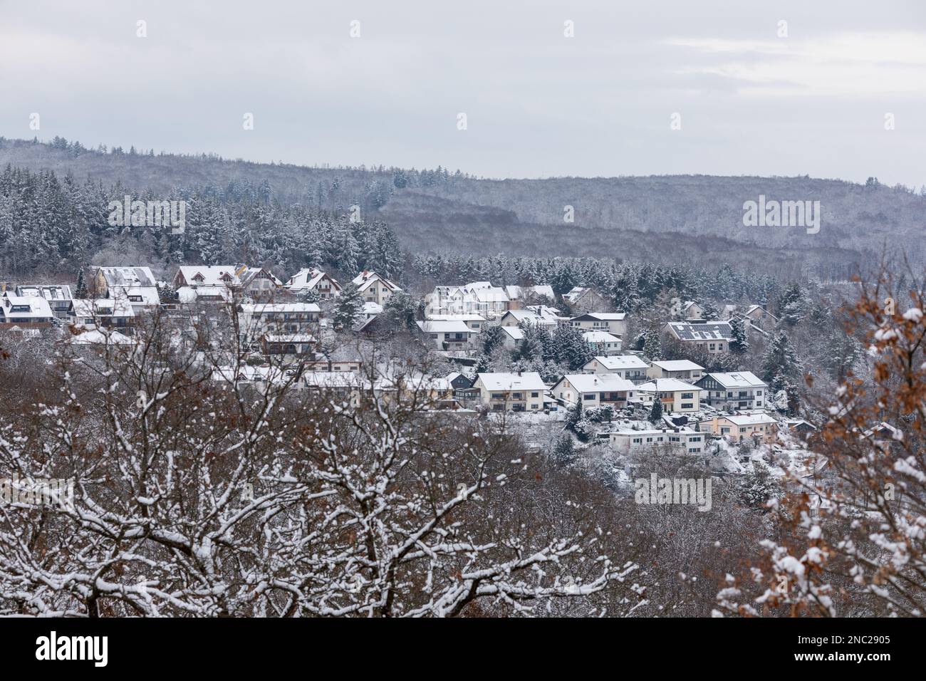 Winter mountain landscape in langgoens, Hessen Germany Stock Photo - Alamy