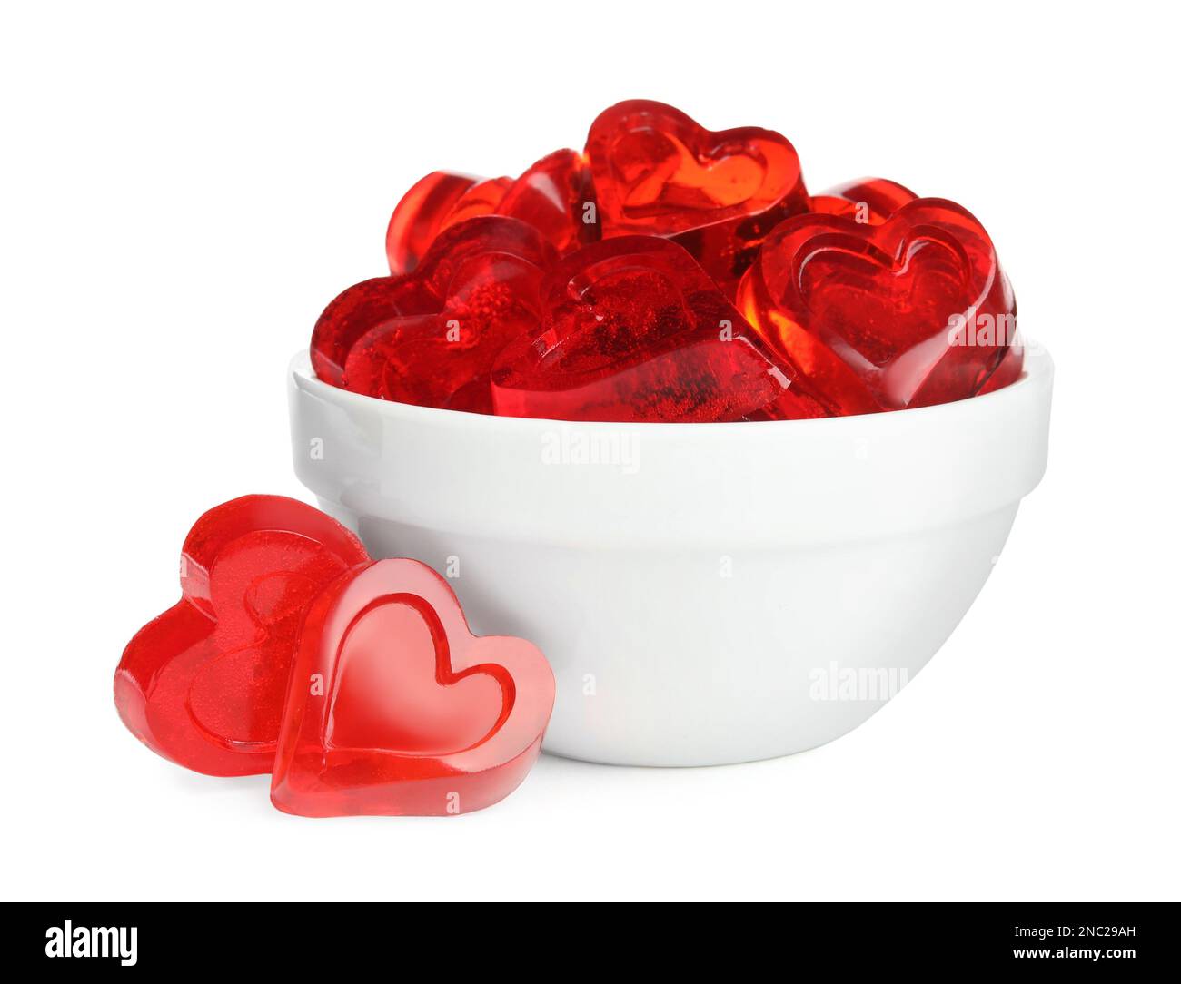 Sweet heart shaped jelly candies on white background Stock Photo - Alamy