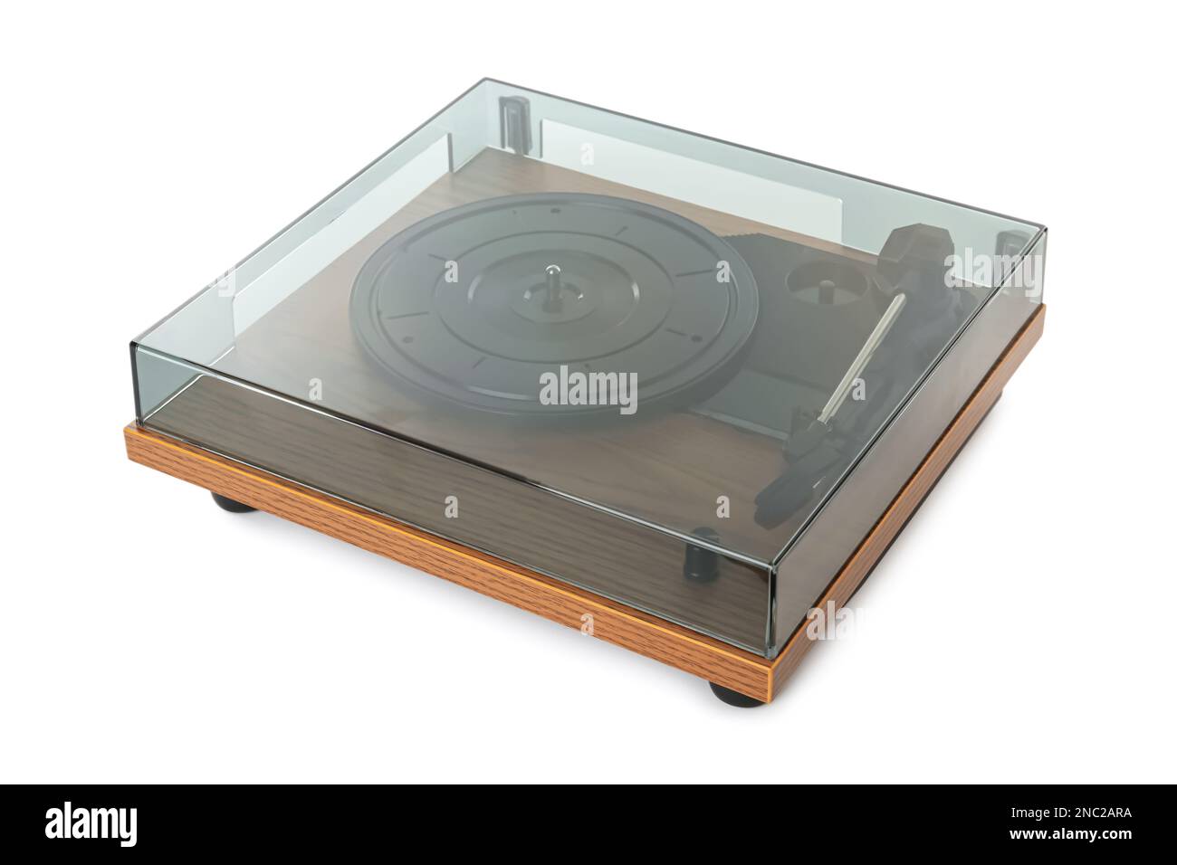 Modern vinyl record turntable isolated on white Stock Photo - Alamy