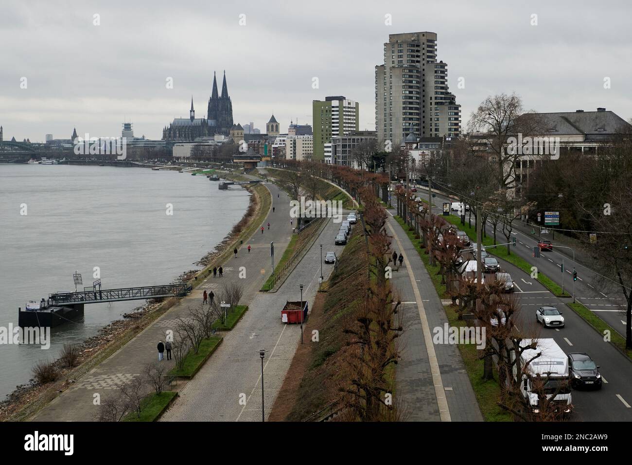 Cologne Dom and Rheine in Germany. Panorama of the skyline of Cologne ...