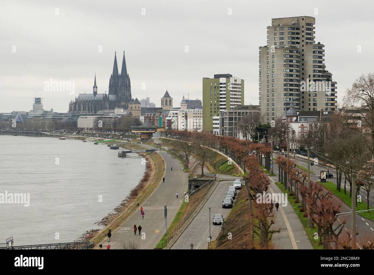 Cologne Dom and Rheine in Germany. Panorama of the skyline of Cologne ...