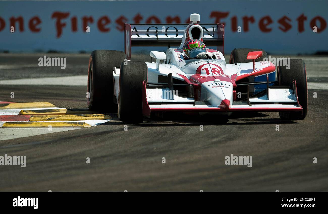 Dale Coyne Racing's James Jake, of England, steers through turn one ...