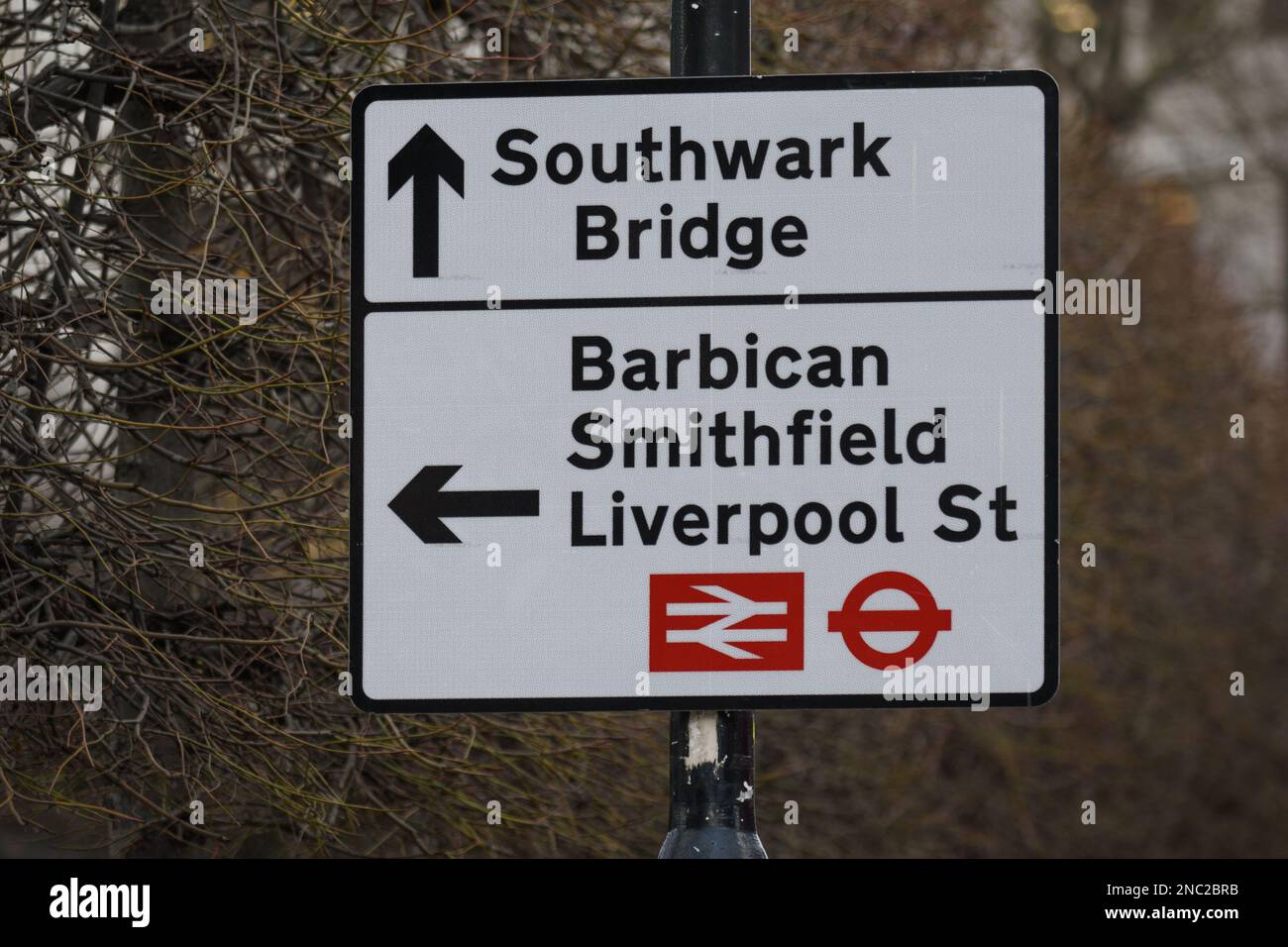 Barbican station sign hi-res stock photography and images - Alamy