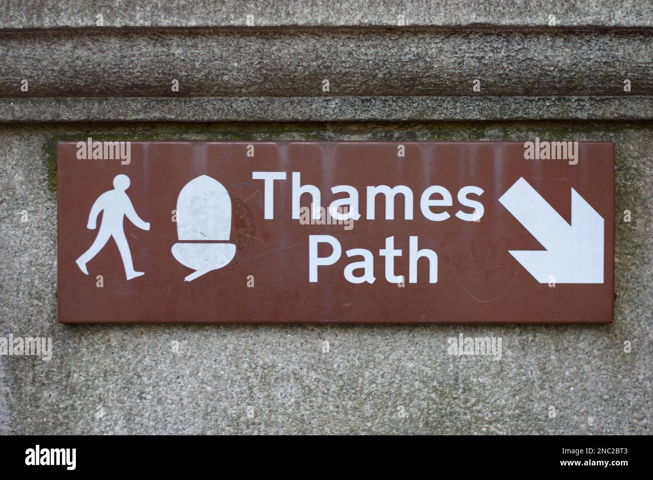 A sign in central London directs people towards the Thames Path, part ...