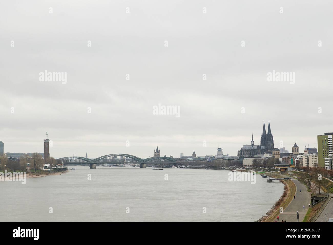 Cologne Dom and Rheine in Germany. Panorama of the skyline of Cologne ...