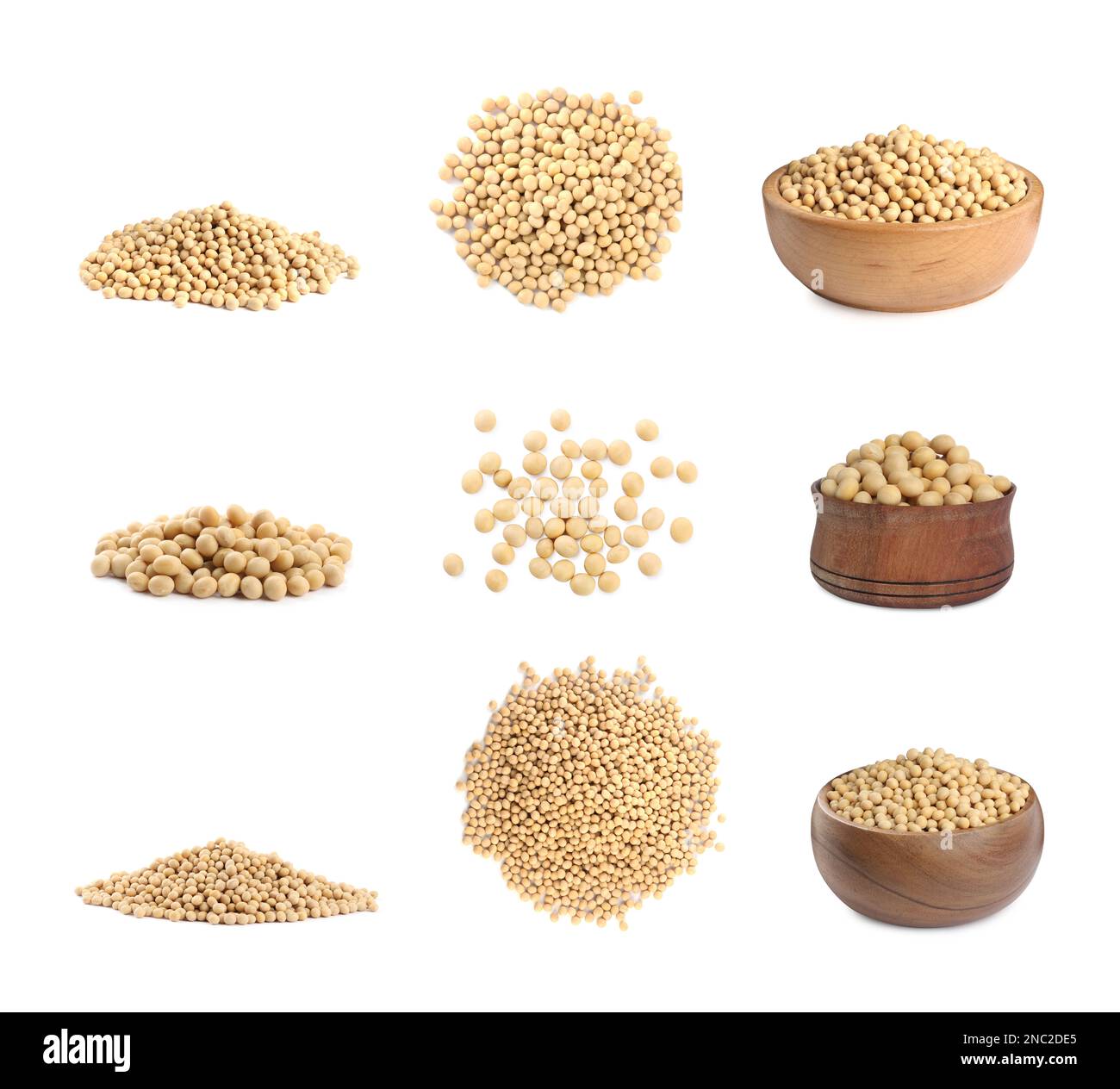 Set with soya beans on white background Stock Photo - Alamy
