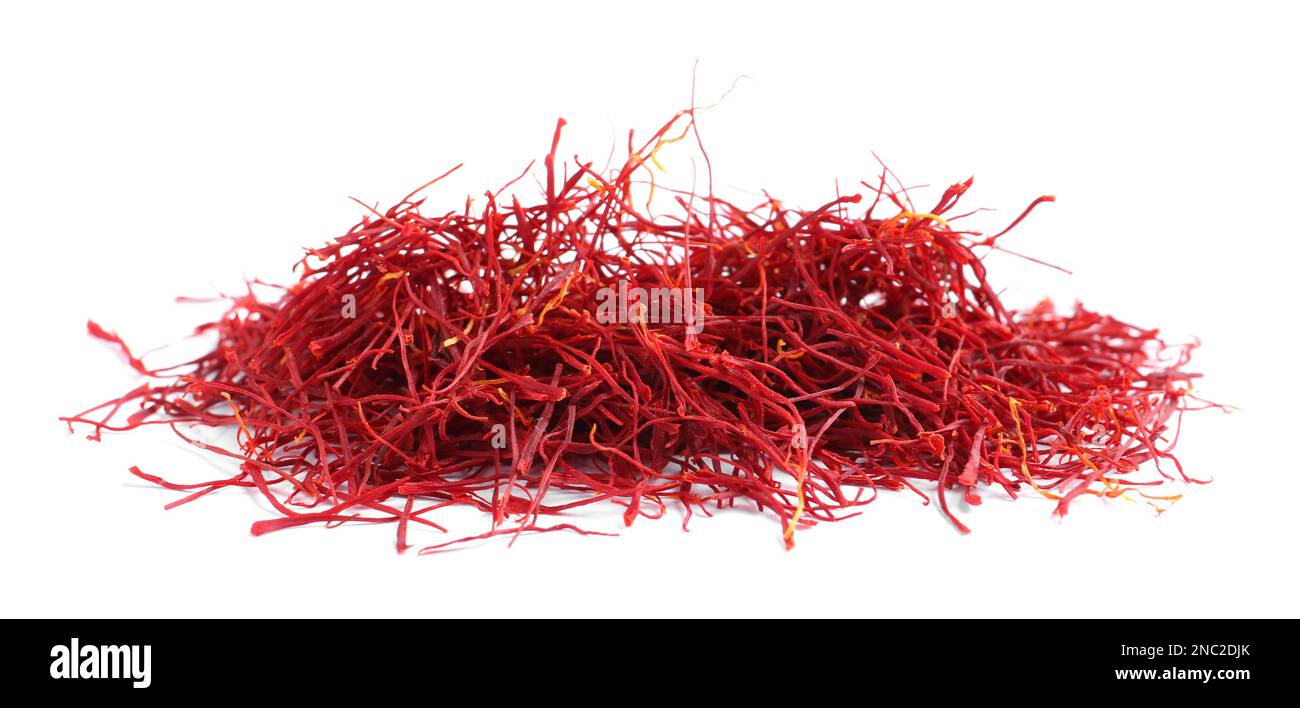 Pile of dried saffron isolated on white Stock Photo - Alamy