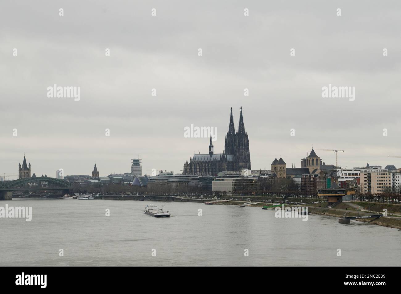 Cologne Dom and Rheine in Germany. Panorama of the skyline of Cologne ...