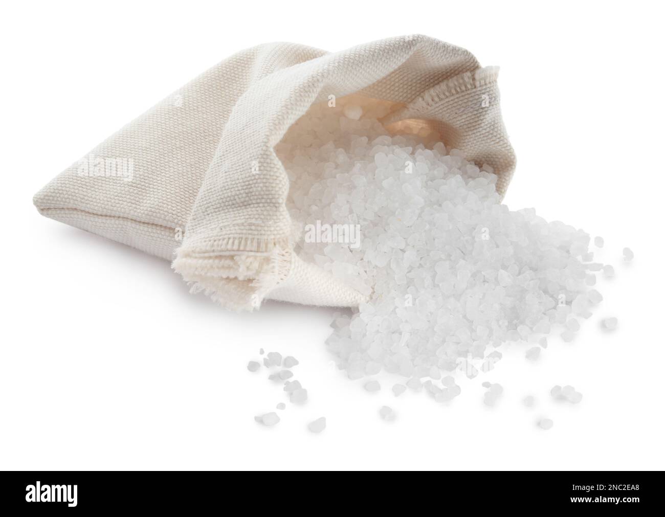 Natural salt and bag on white background Stock Photo - Alamy