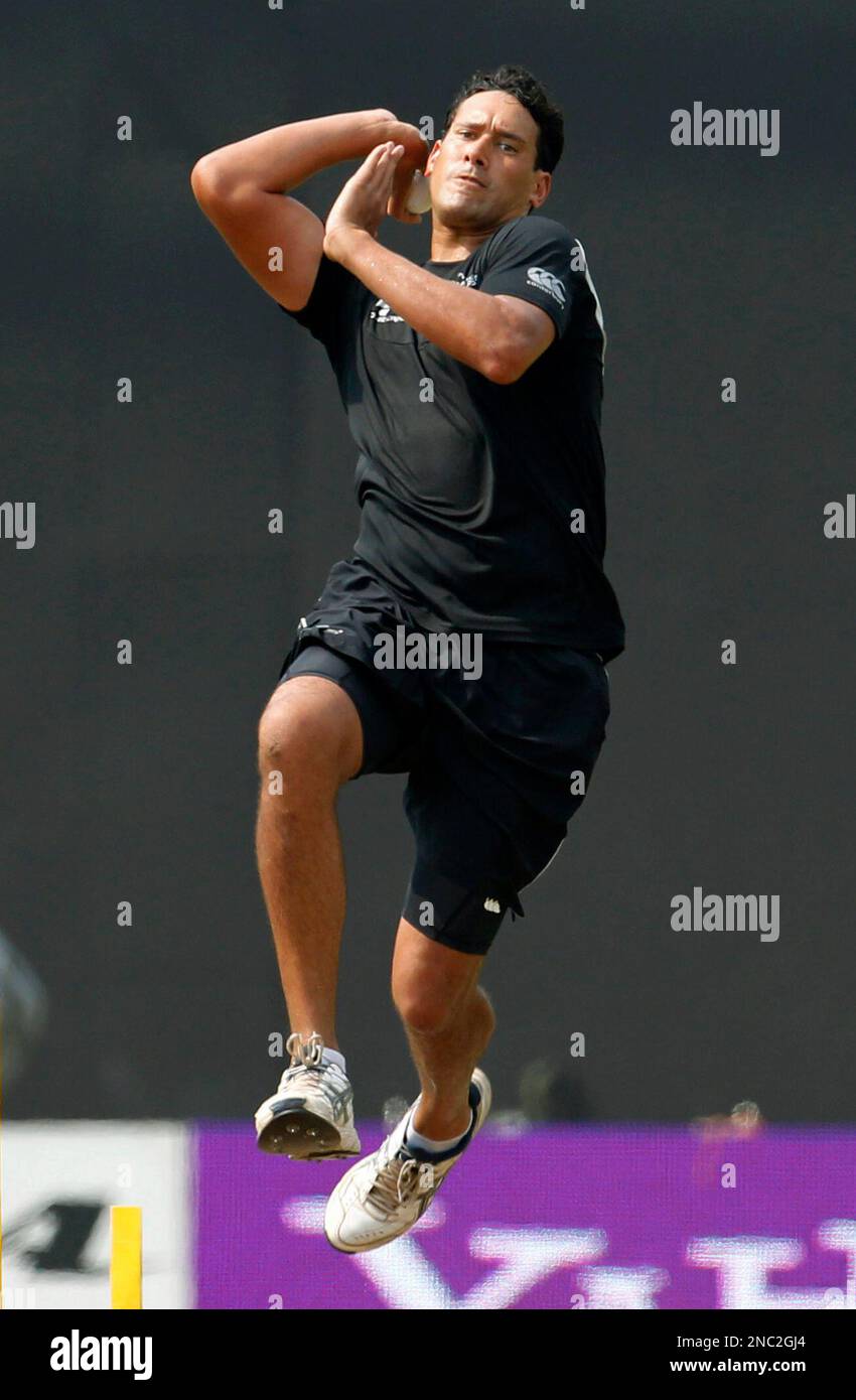 New Zealand's Daryl Tuffey is seen during a training session ahead of ...