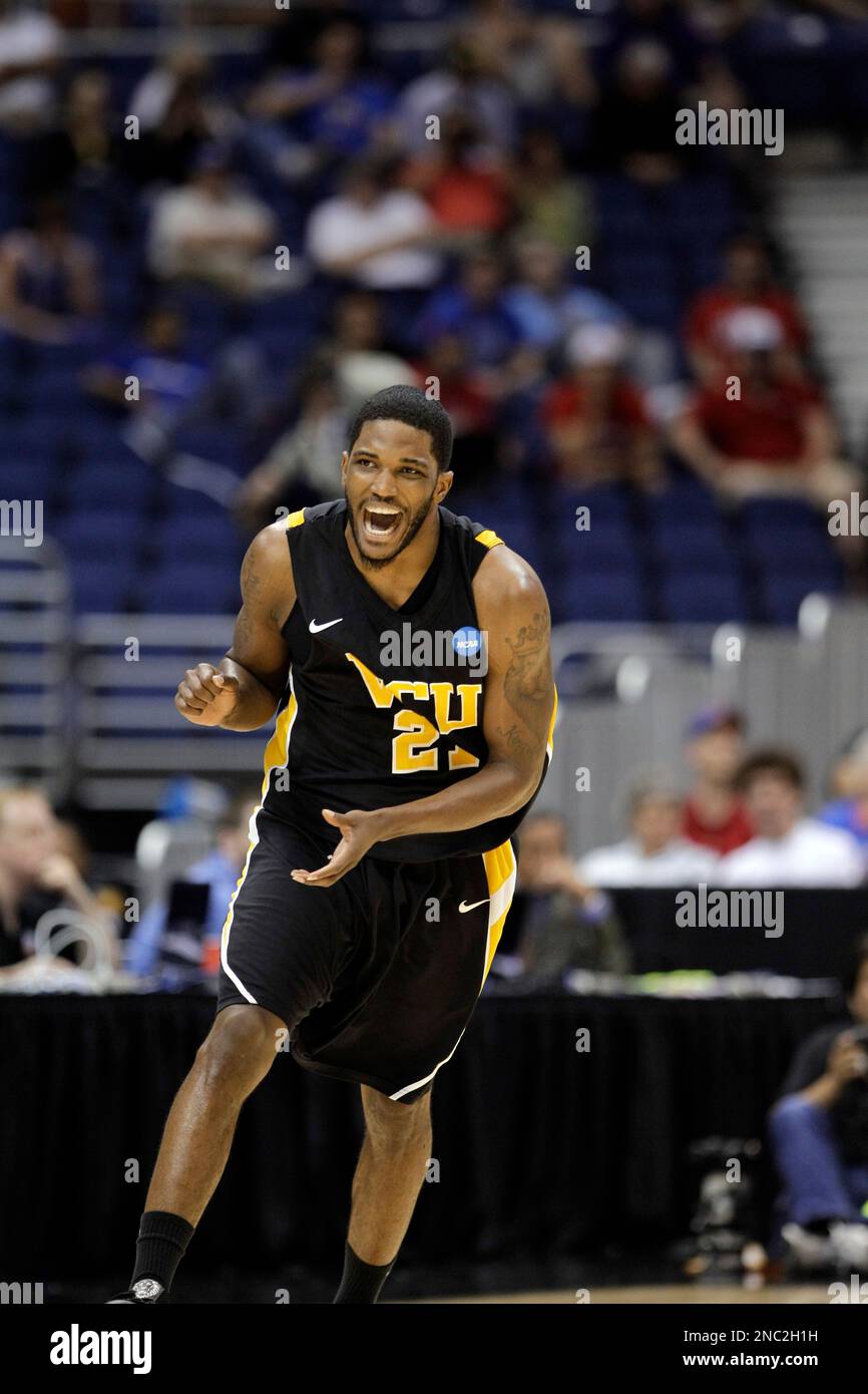 Virginia Commonwealth's Jamie Skeen reacts to action against Kansas ...