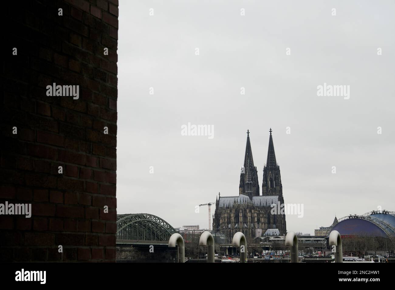 Cologne Dom and Rheine in Germany. Panorama of the skyline of Cologne ...