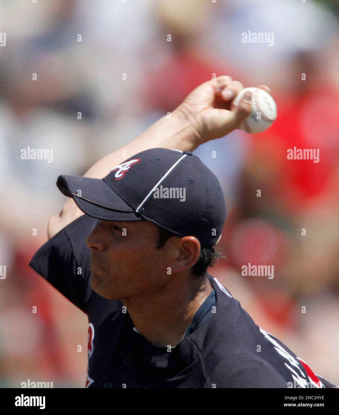 Atlanta Braves pitcher Kenshin Kawakami, of Japan, throws a pitch in a ...