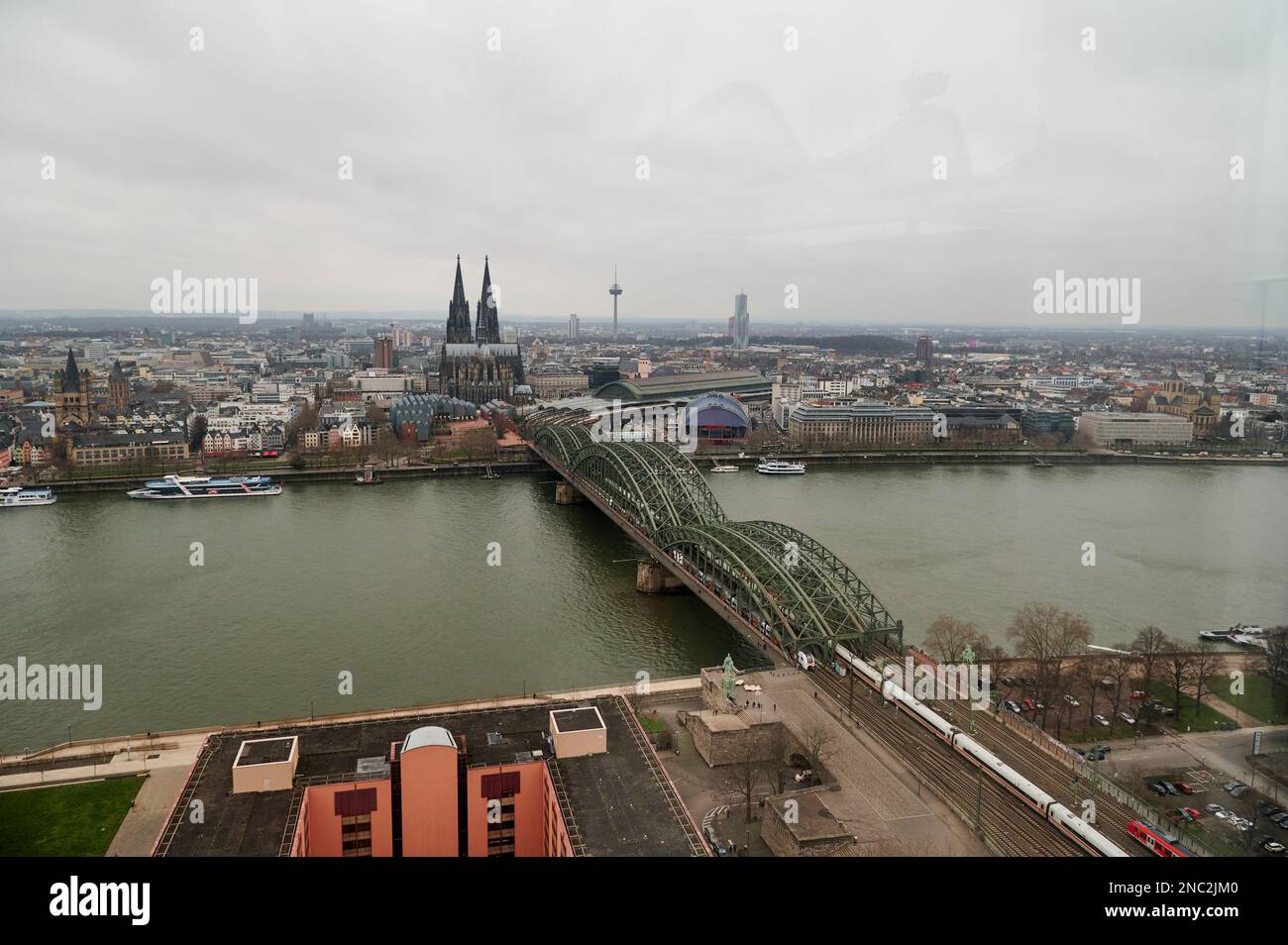Cologne Dom and Rheine in Germany. Panorama of the skyline of Cologne ...