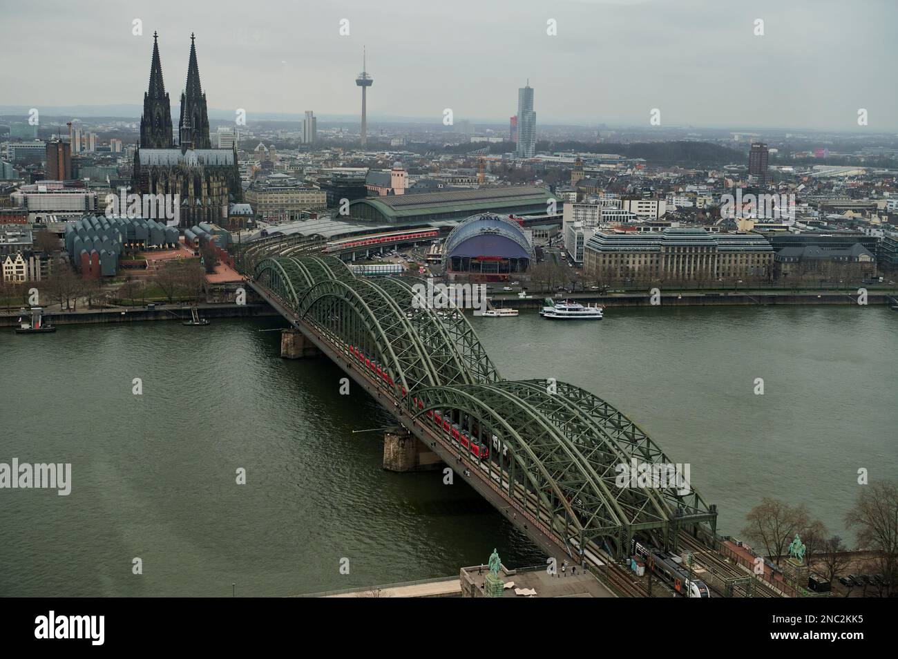 Cologne Dom and Rheine in Germany. Panorama of the skyline of Cologne ...