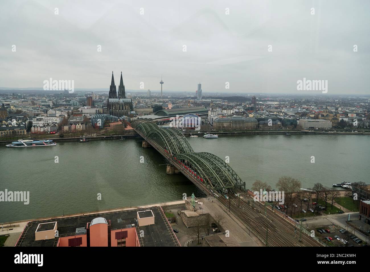 Cologne Dom and Rheine in Germany. Panorama of the skyline of Cologne ...