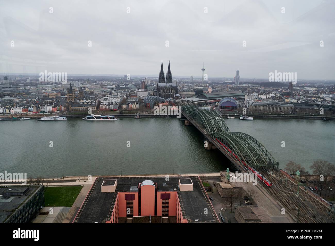 Cologne Dom and Rheine in Germany. Panorama of the skyline of Cologne ...
