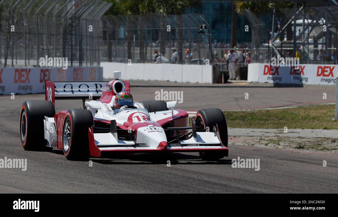 IndyCar driver James Jakes, of England, during practice for the Honda ...