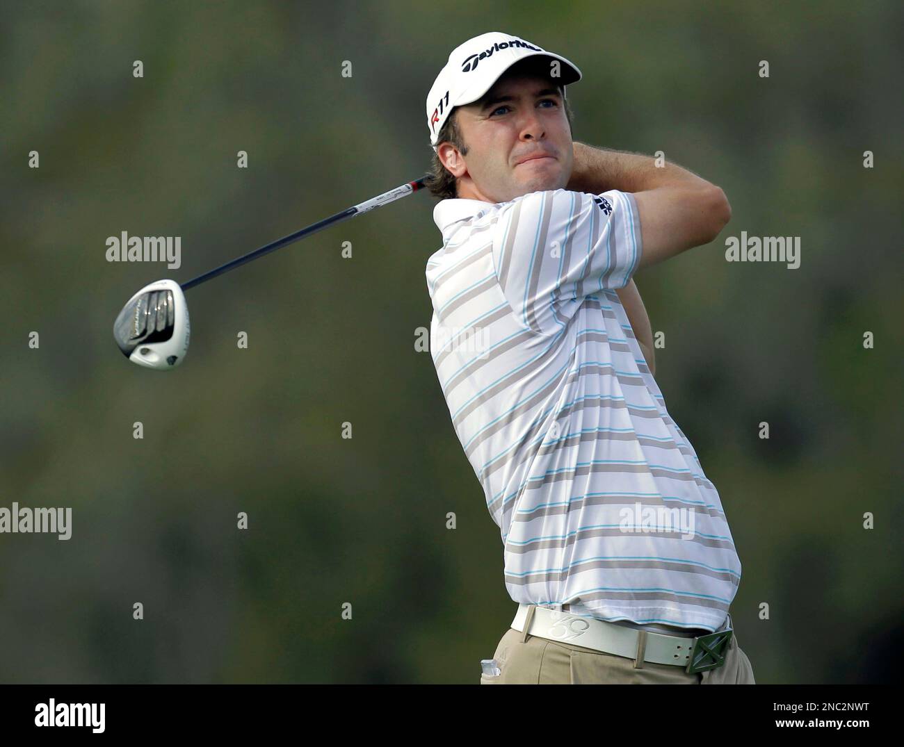 Martin Laird, of Scotland, tees off on the 16th hole during the third ...