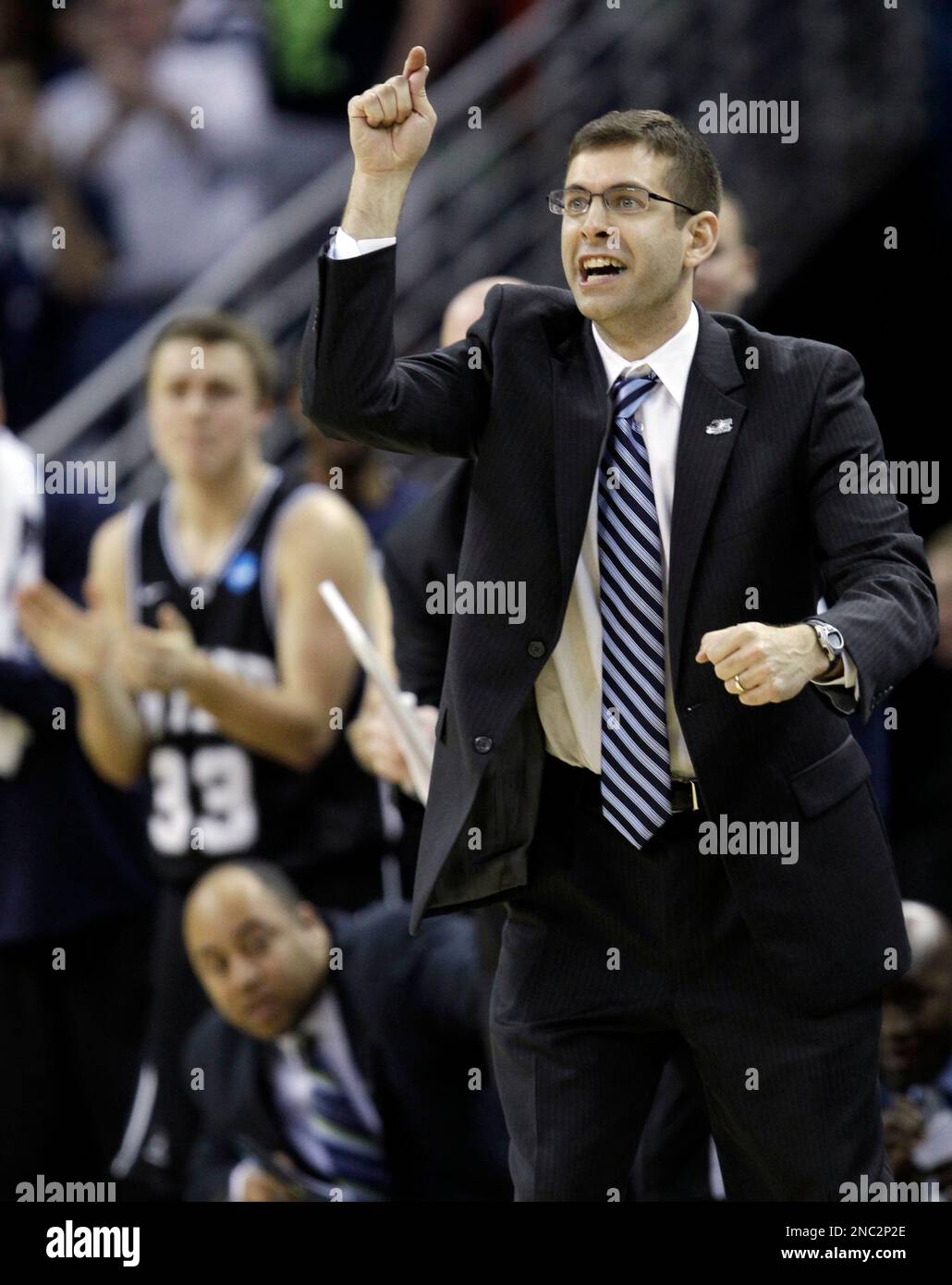 Butler head coach Brad Stevens reacts during the second half of the ...