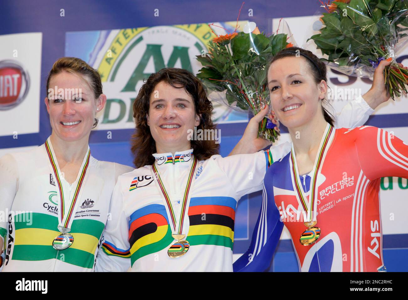 Silver medallist Katherine Bates of Australia, world champion Marianne ...