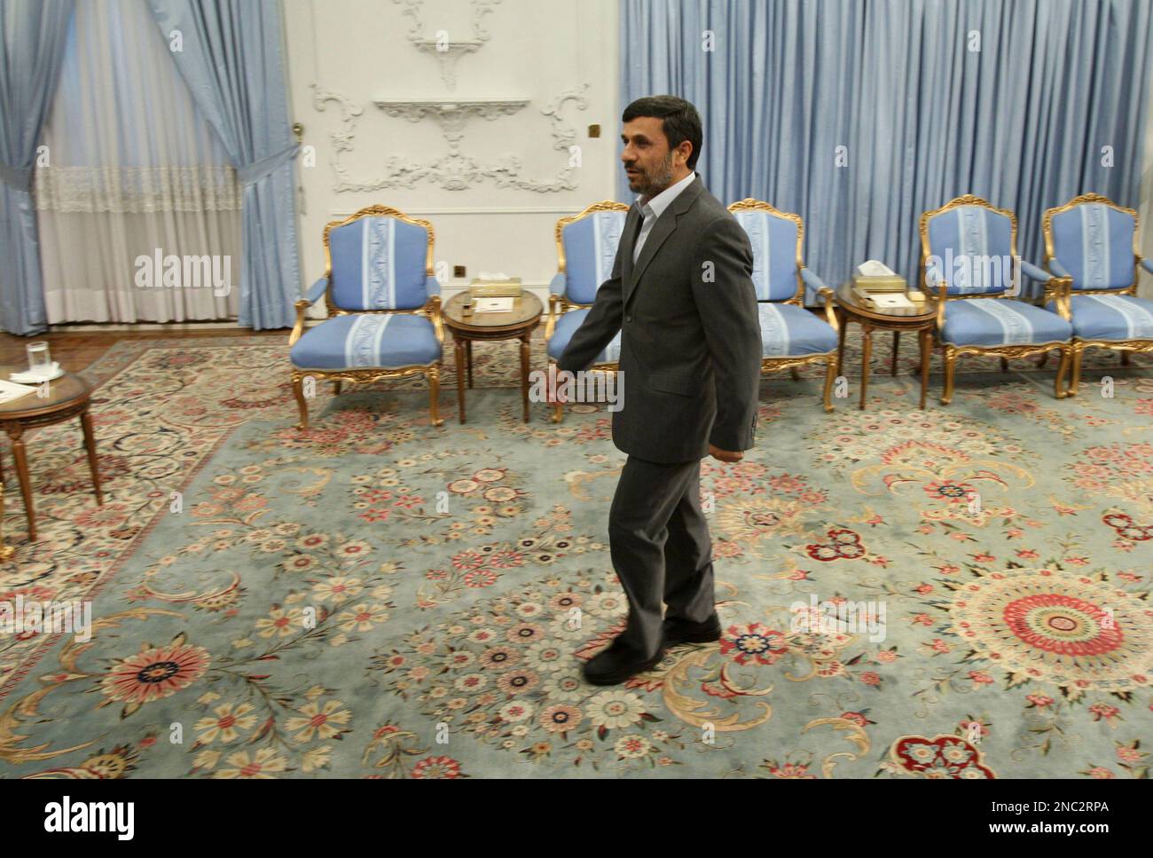 Iranian President Mahmoud Ahmadinejad, arrives prior to his meetings at ...