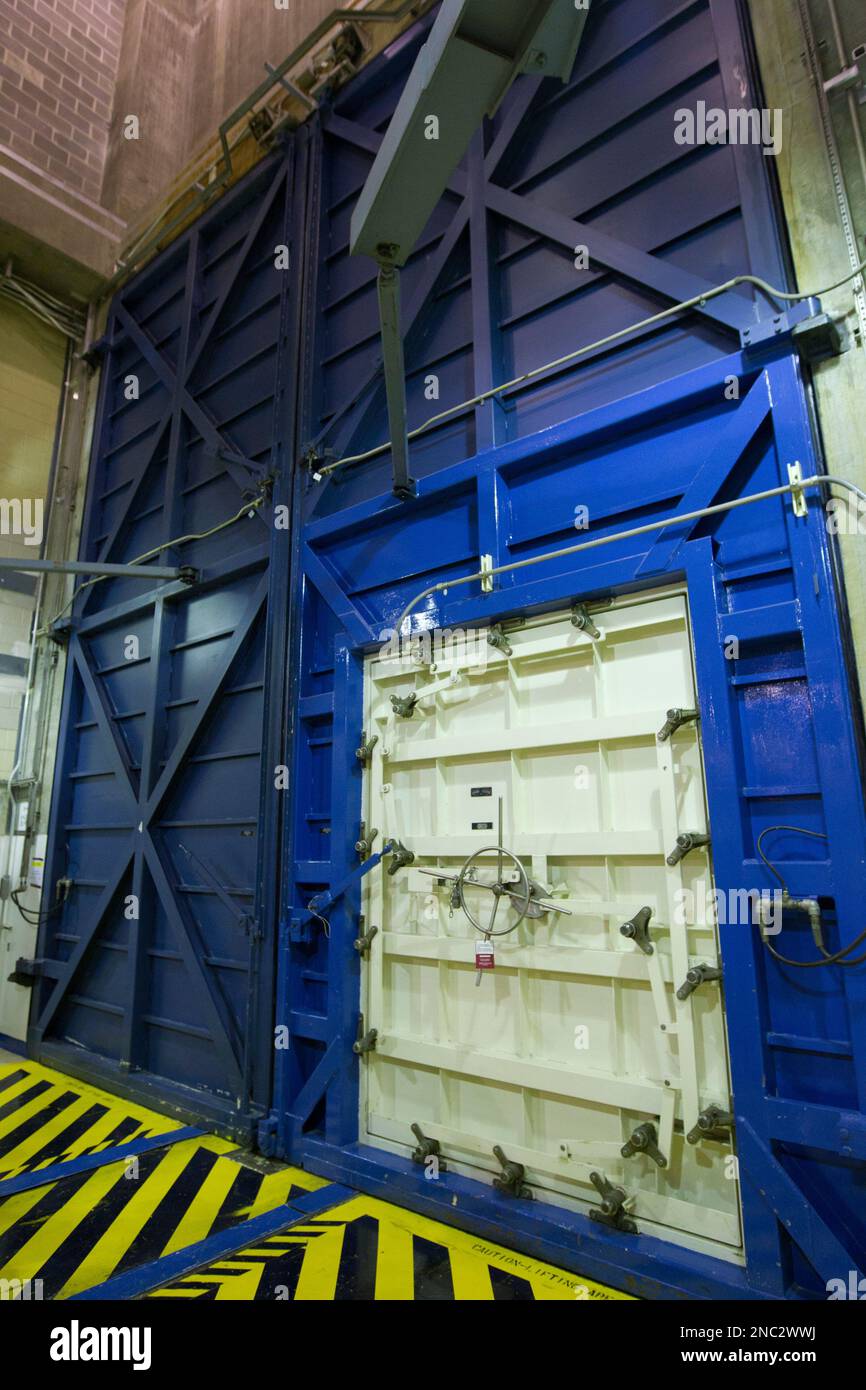 Waterproof doors guard the one of the entrances to the three nuclear ...