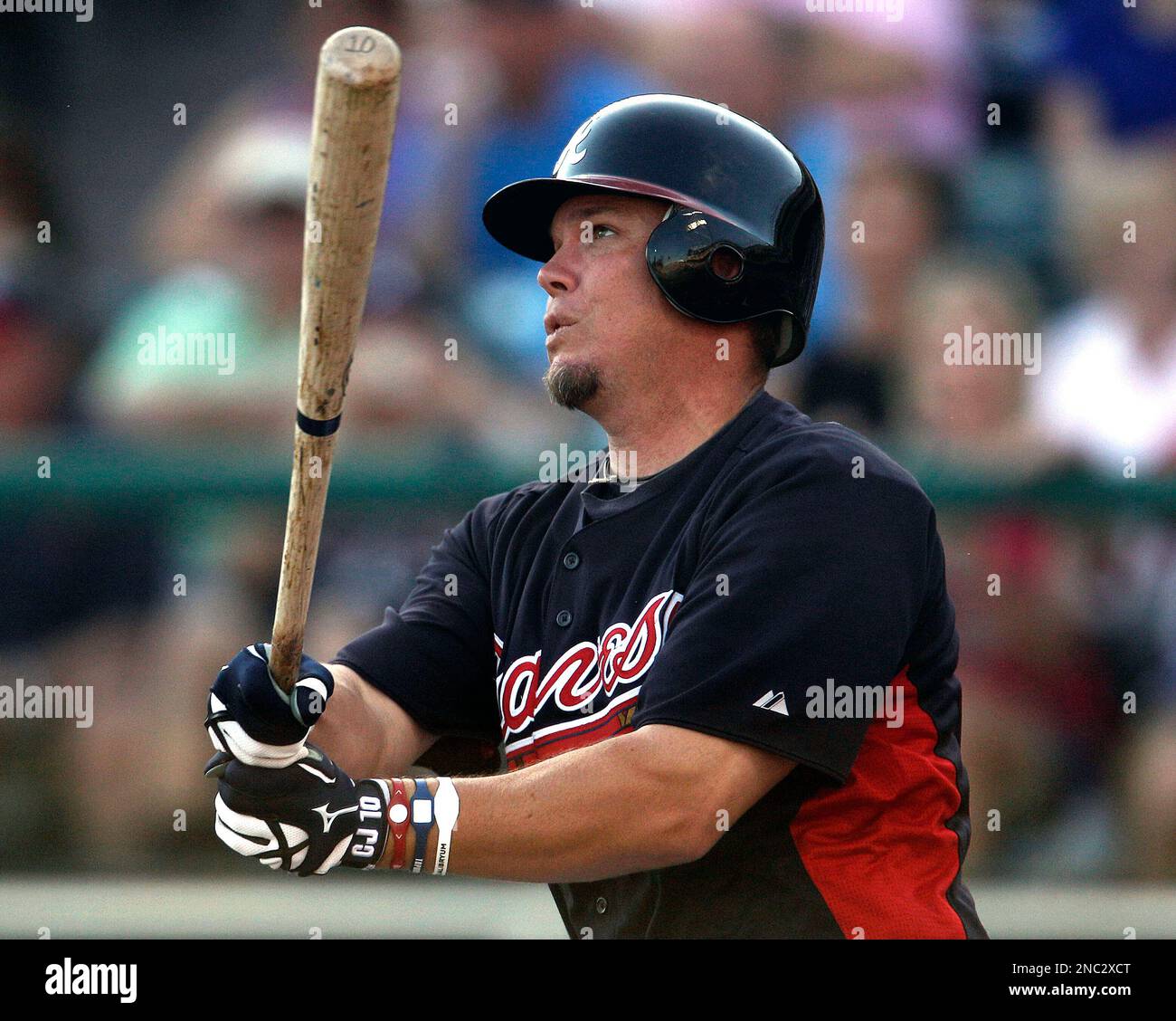 Atlanta Braves' Chipper Jones hits a three-run home run in the first ...