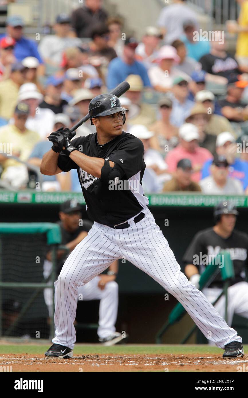 Florida Marlins' Mike Stanton during a spring training baseball game ...