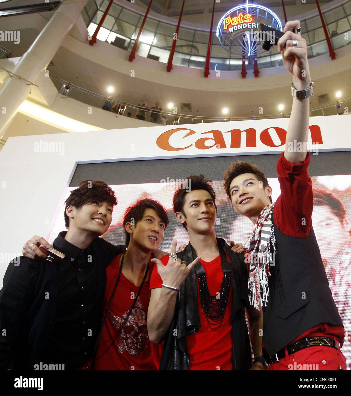 Taiwanese boy band Fahrenheit, from left, Aaron Yan, Wu Chun, Jiro Wang ...