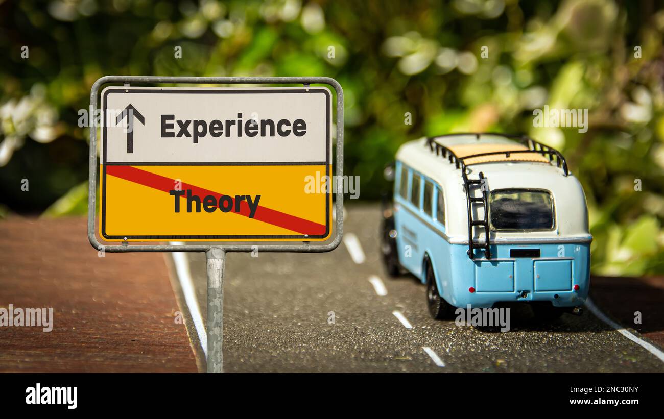 Street Sign the Direction Way to Experience versus Theory Stock Photo ...