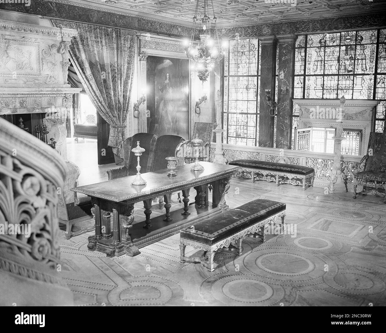 The Henry Payne Whitney house shows the grand hall in New York on April ...