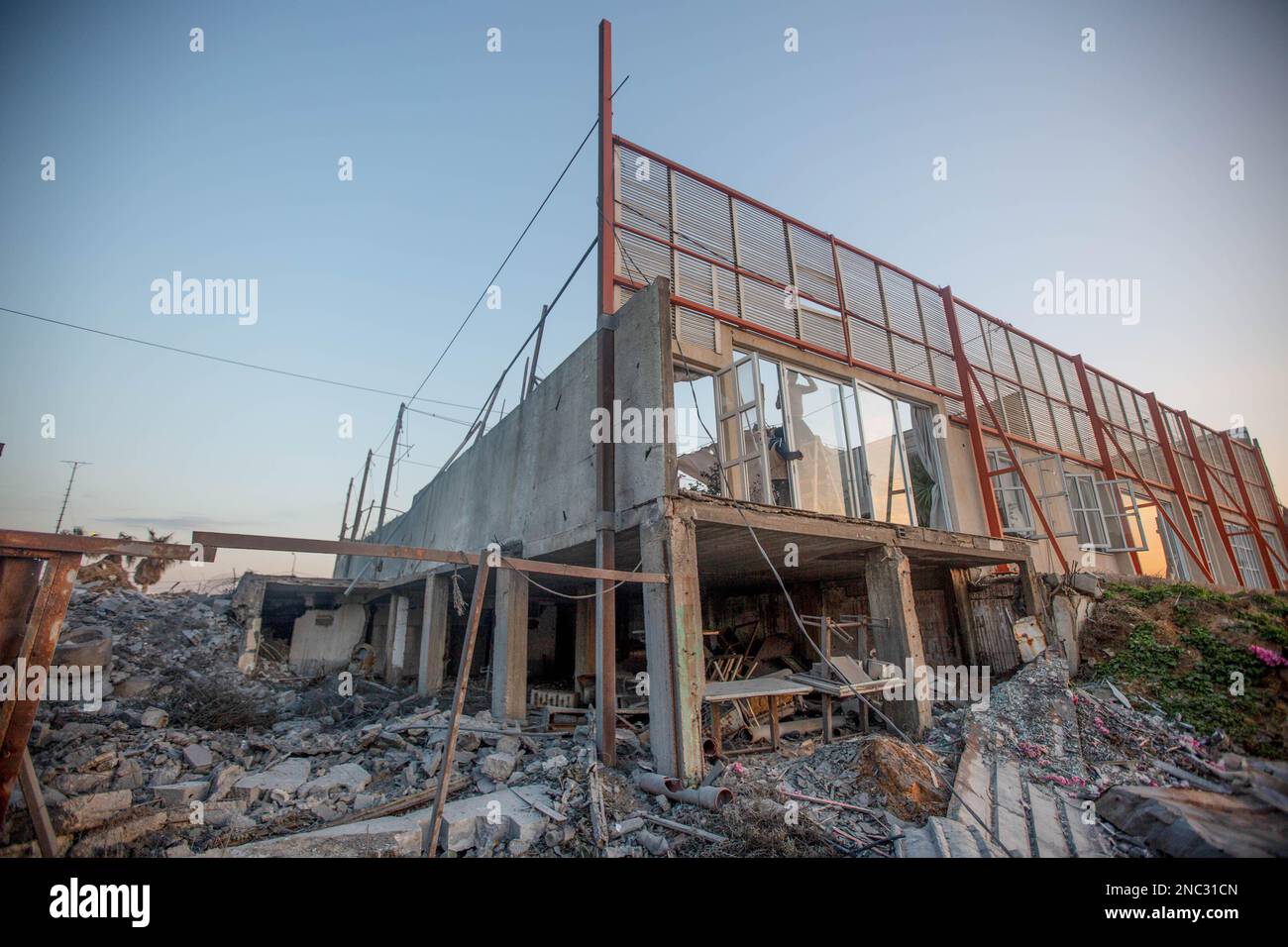Gaza, Palestine. 13th Feb, 2023. View of a destroyed wedding hall after ...