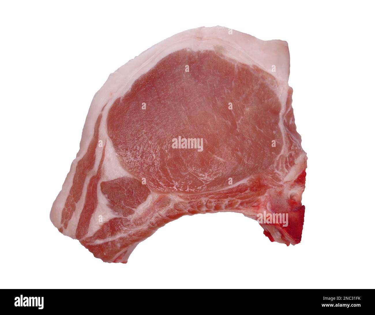 Fresh raw pork entrecote top view isolated on white background ...
