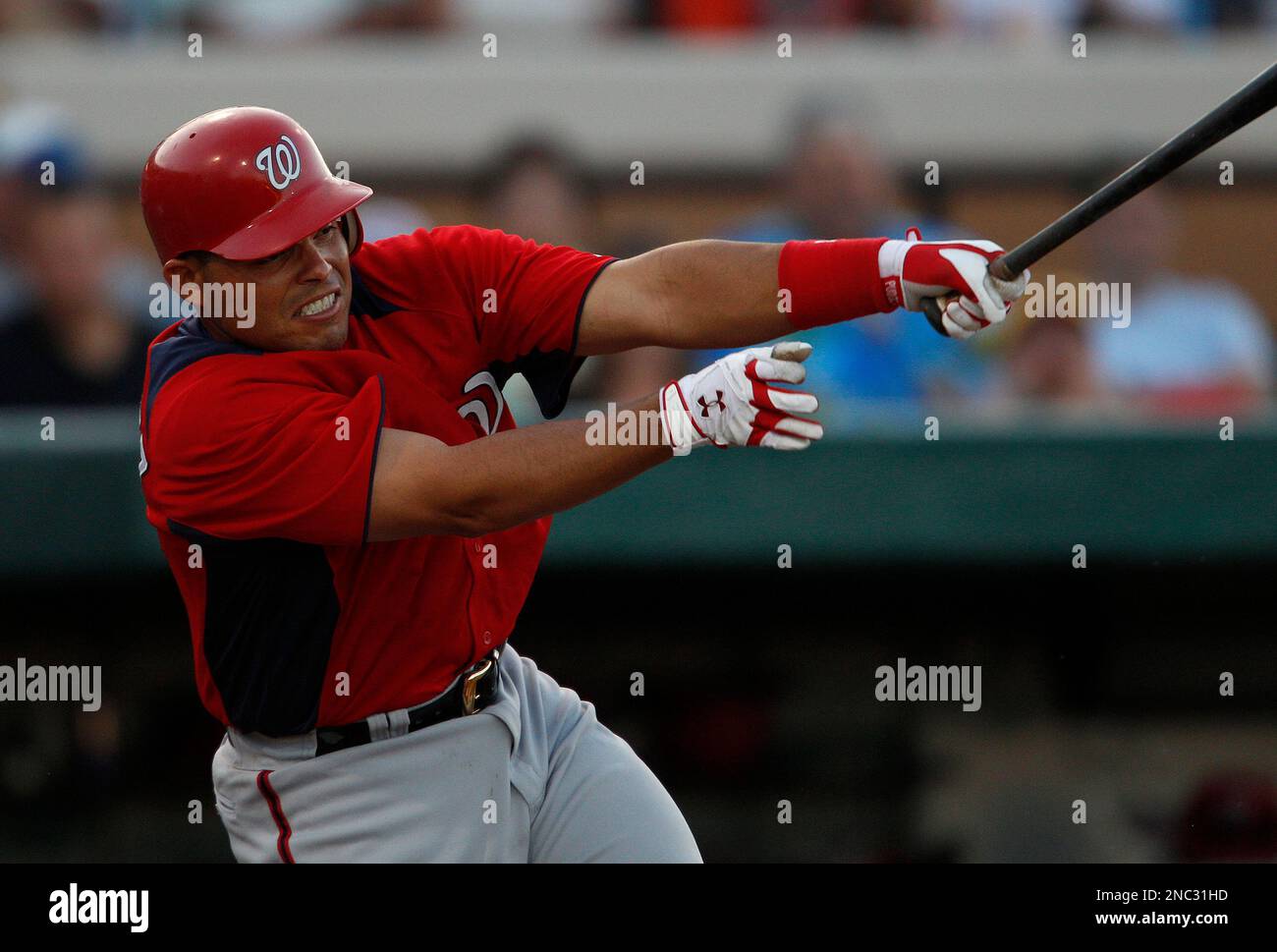 Washington Nationals catcher Ivan Rodriguez (7) plays in a spring ...