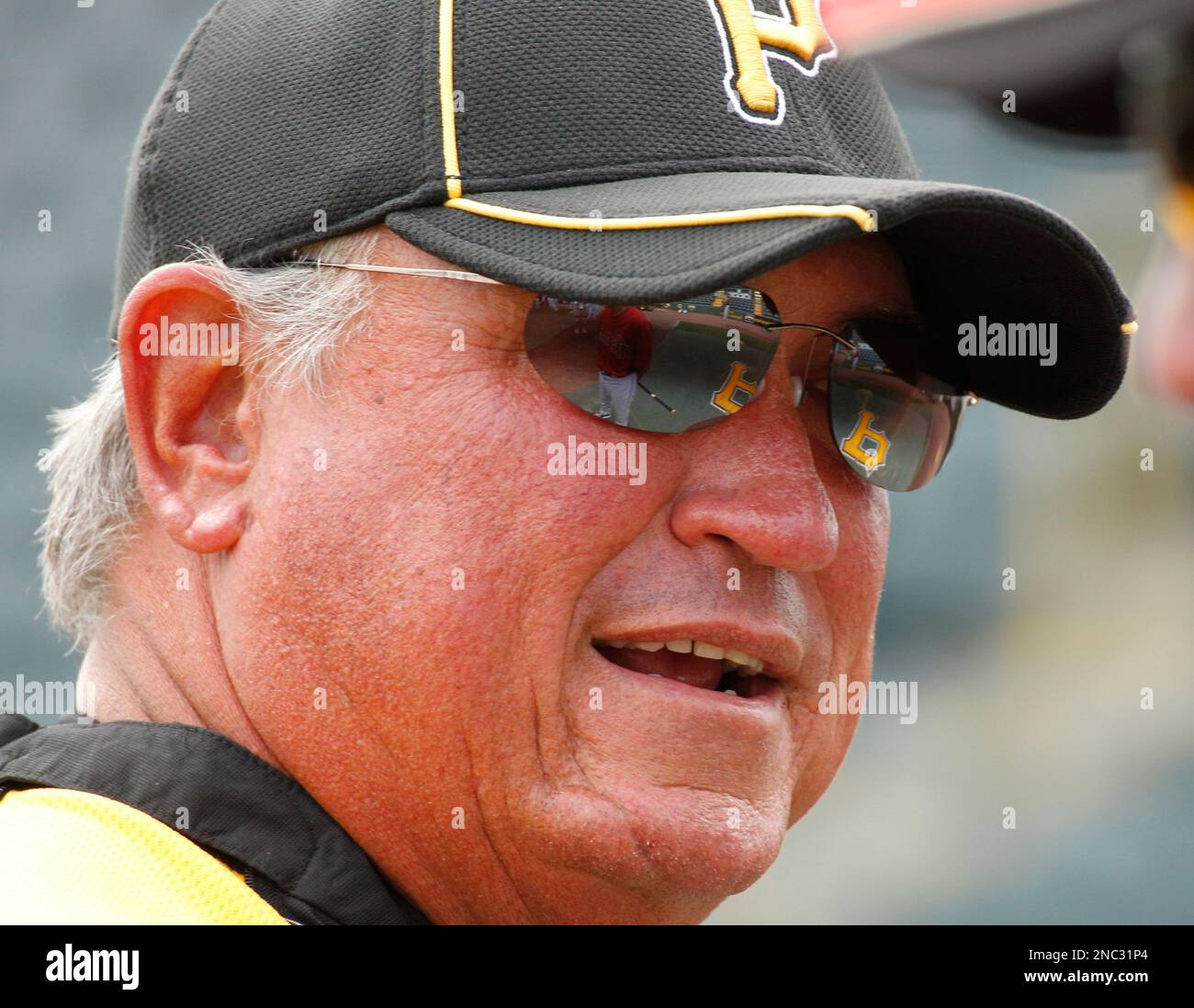 Pittsburgh Pirates manager Clint Hurdle visits behind the batting cage ...