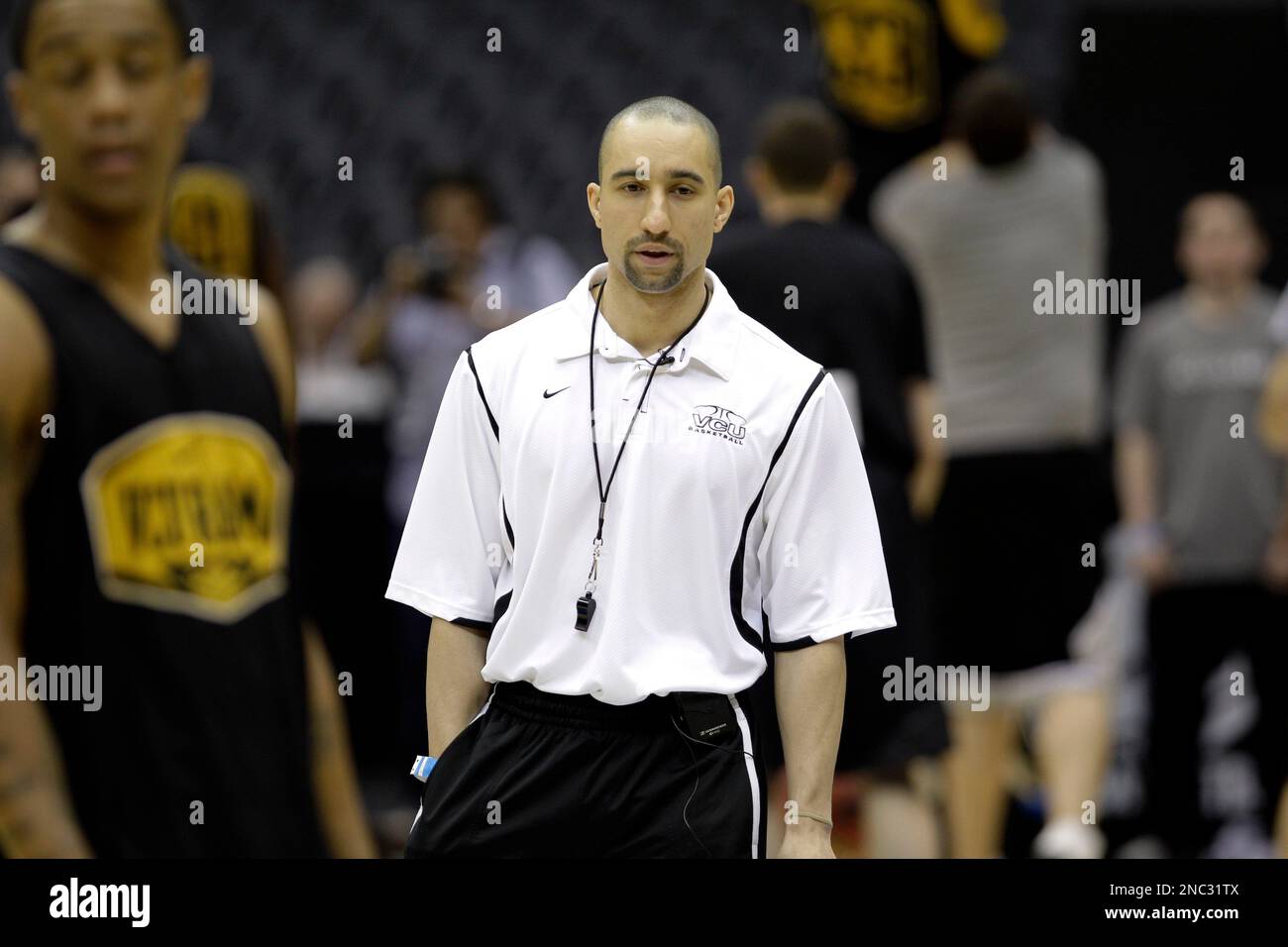 VCU head coach Shaka Smart watches his team during a practice for a ...