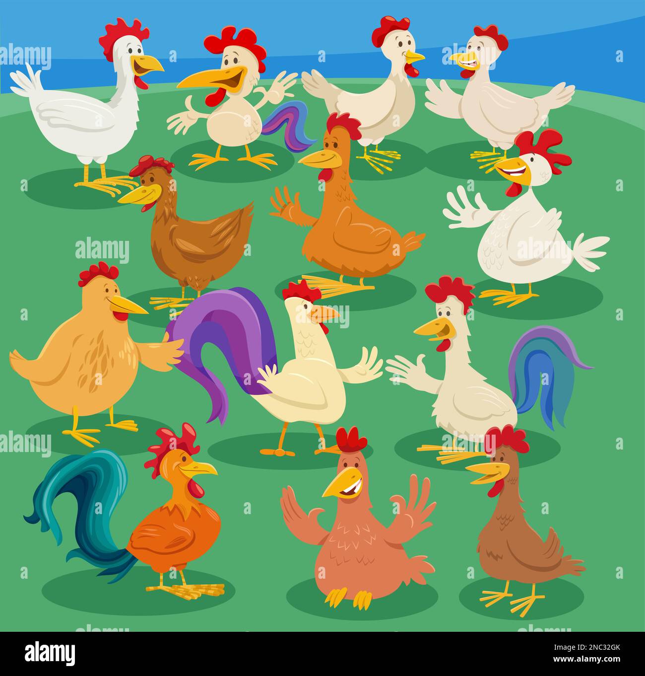 Group of roosters Stock Vector Images - Alamy