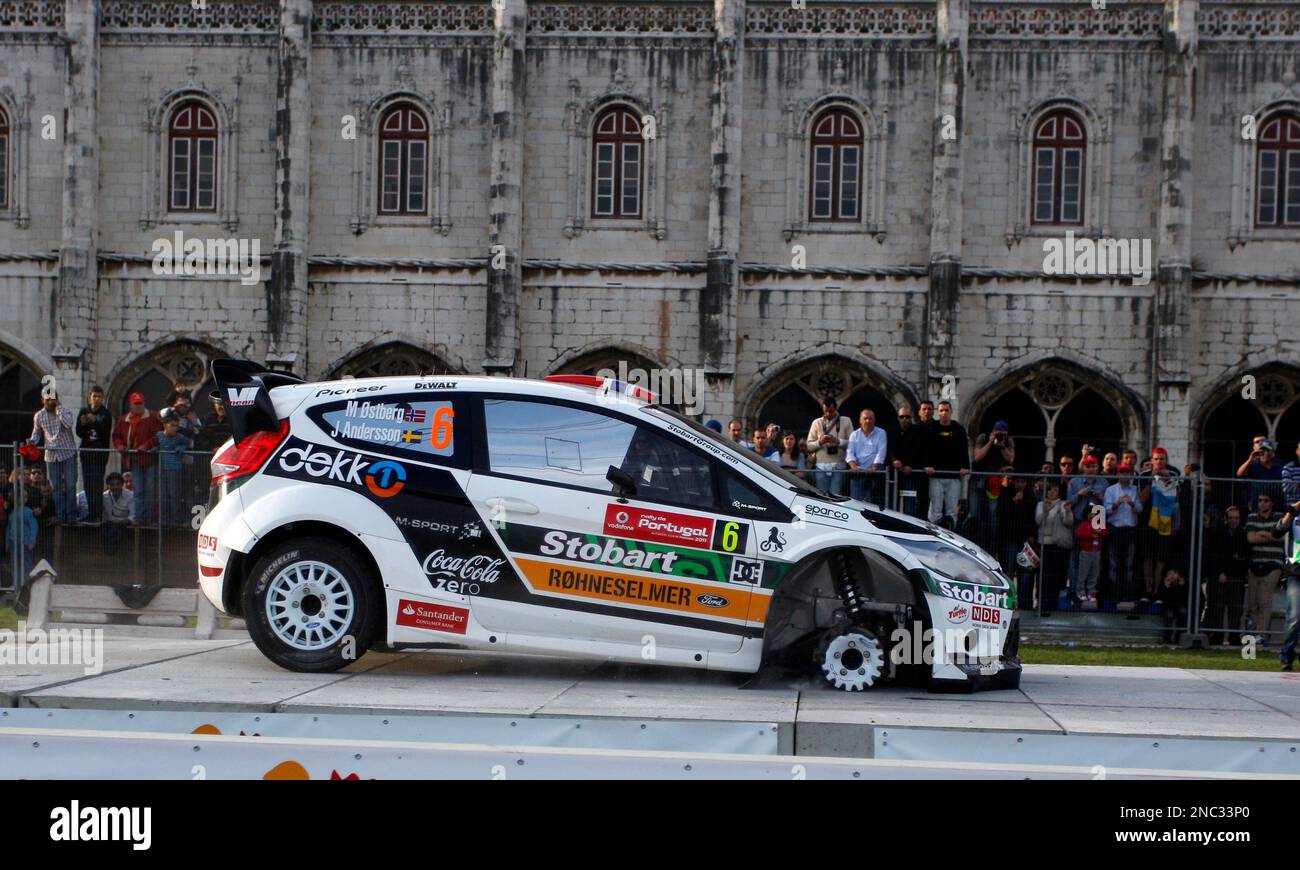 Driver Mads Ostberg, from Norway, steers his Ford Fiesta RS WRC after ...