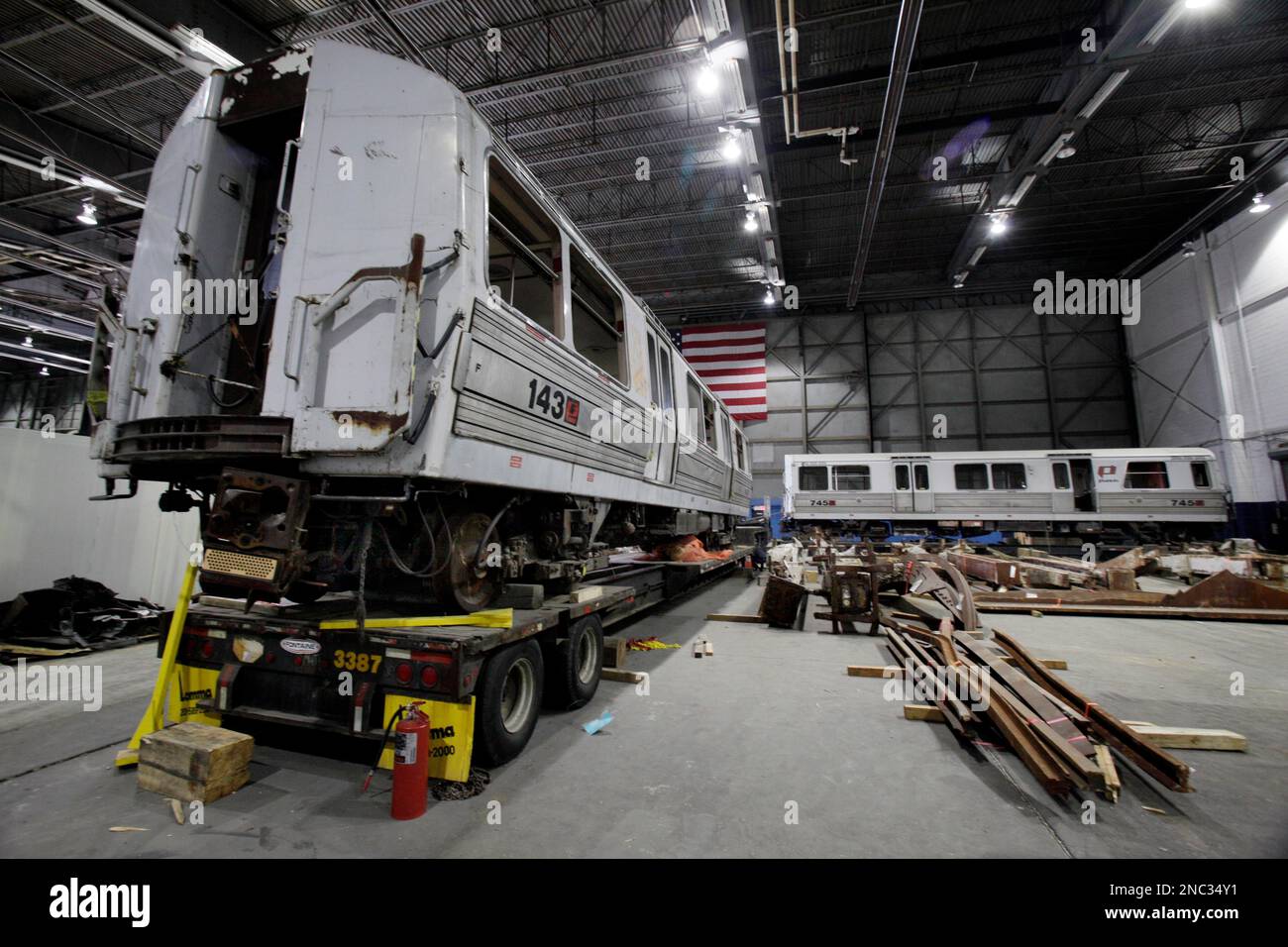 The remains of PATH commuter trains damaged in the Sept. 11 attacks at ...