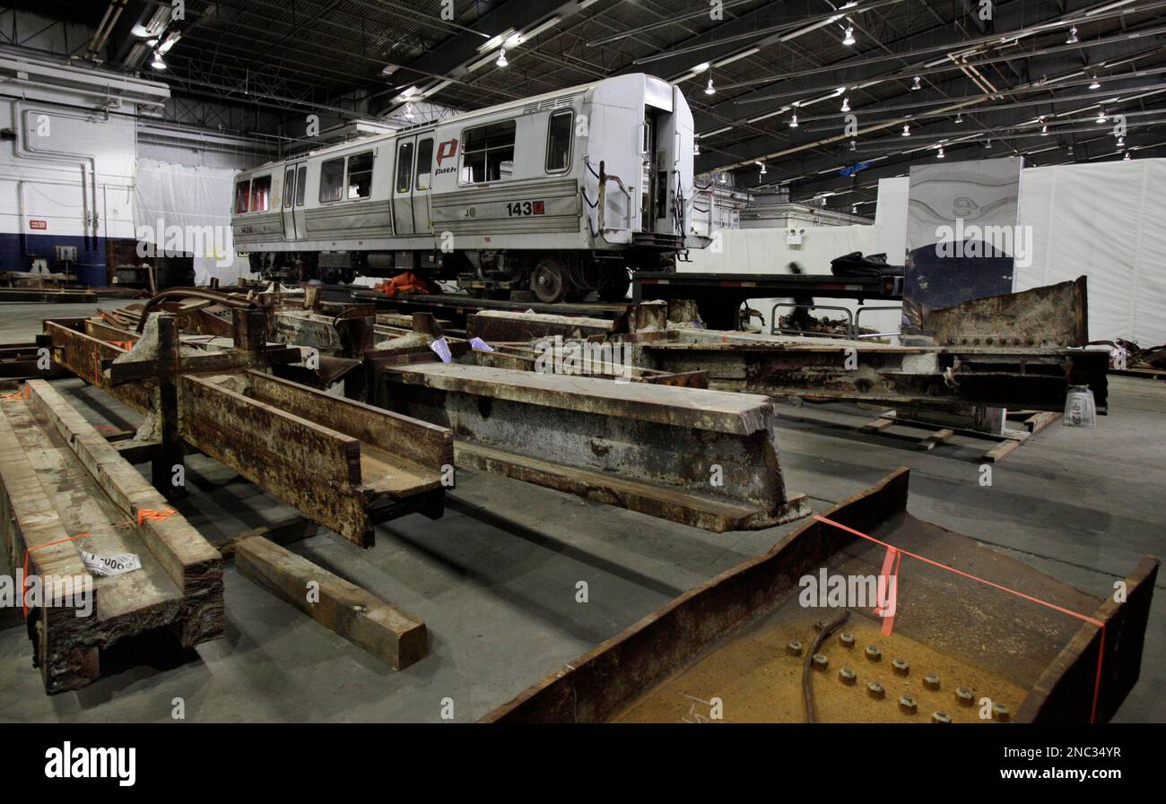 The remains of PATH commuter trains damaged in the Sept. 11 attacks at ...