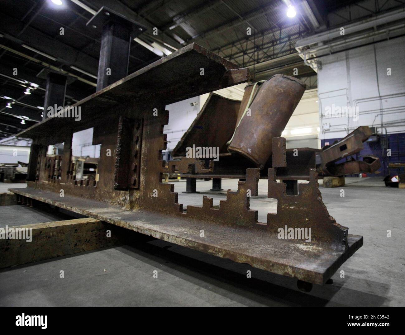 Twisted beams and other remains from attacks at the World Trade Center ...
