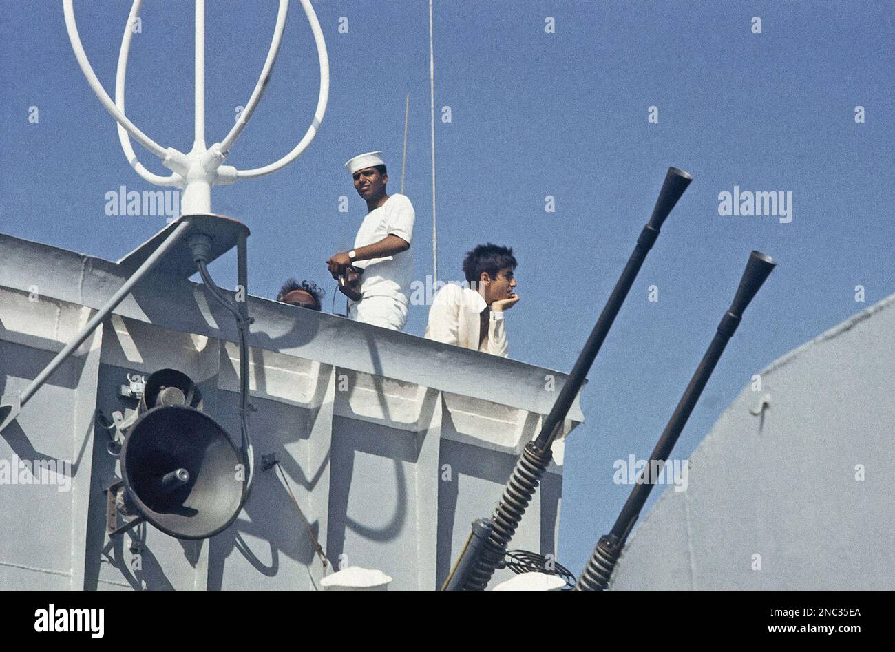 A view of the first ship passing through the newly opened Suez Canal ...